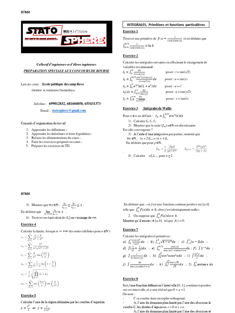 Intégrales et Primitives Usuelles | PDF | Limite (mathématiques) | Séquence