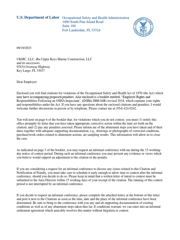 Dol Letter | PDF | Occupational Safety And Health Administration | Cheque
