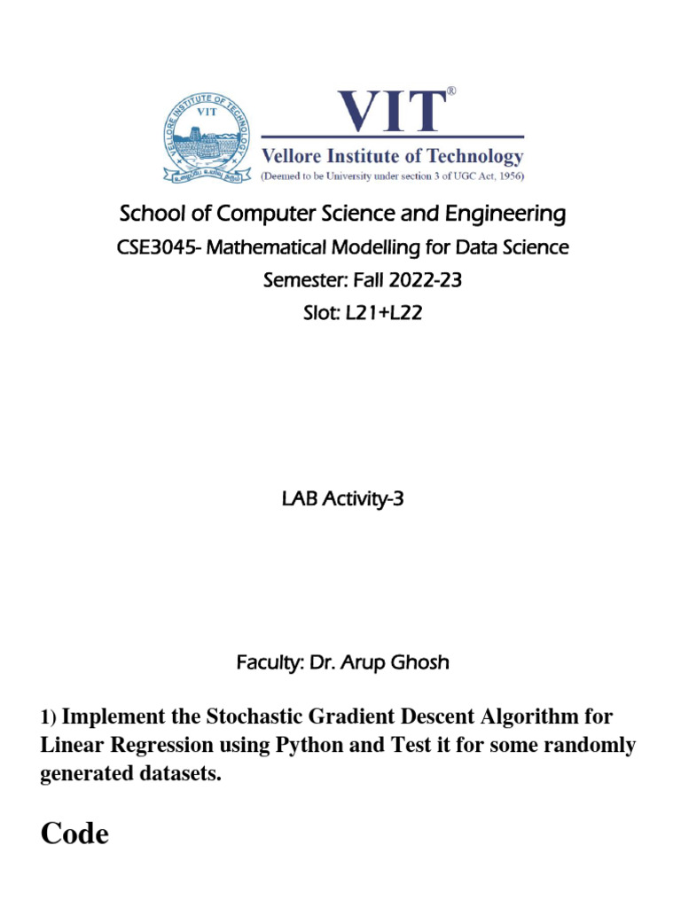 Stochastic Gradient Descent in Python | PDF
