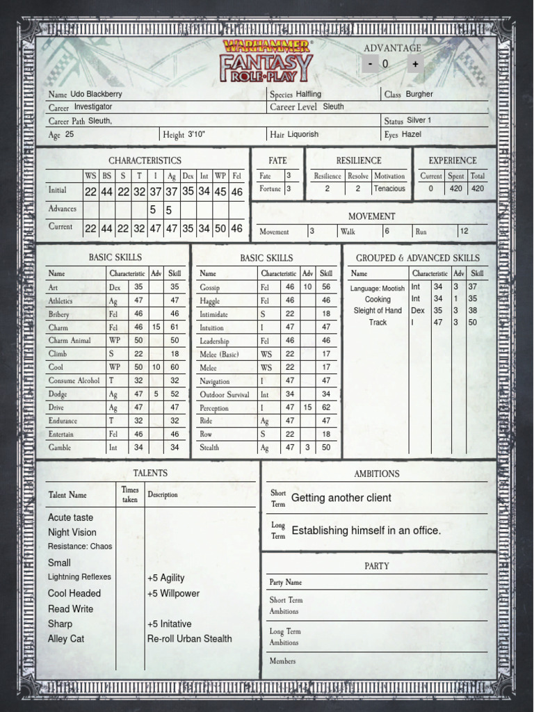 Human Investigator 420 WFRP 4e | PDF