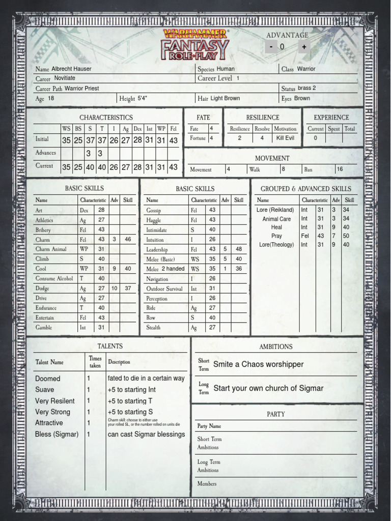 Warrior Priest CharacterSheet | PDF