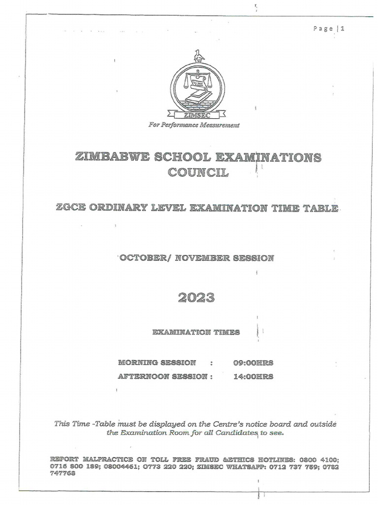 Nov 2023 O Level Timetable | PDF