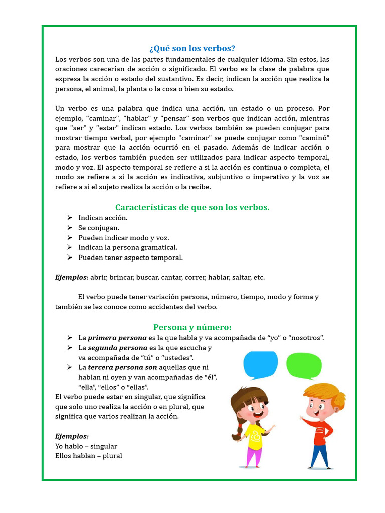 Qué Son Los Verbos | PDF | Verbo | Conjugación gramatical