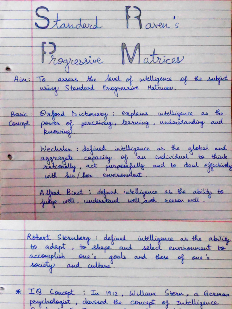 Standard Raven's Progressive Matrices | PDF