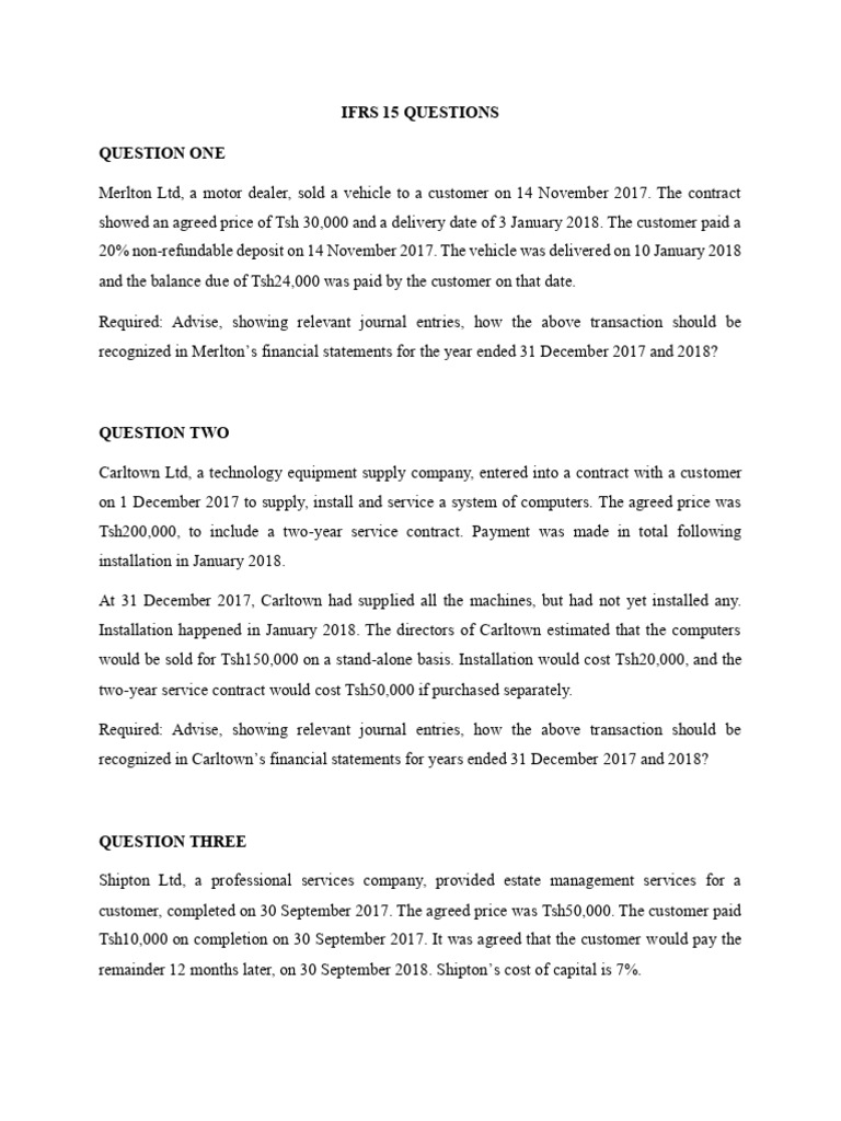 Ifrs 15 Questions | PDF | Cost | Prices