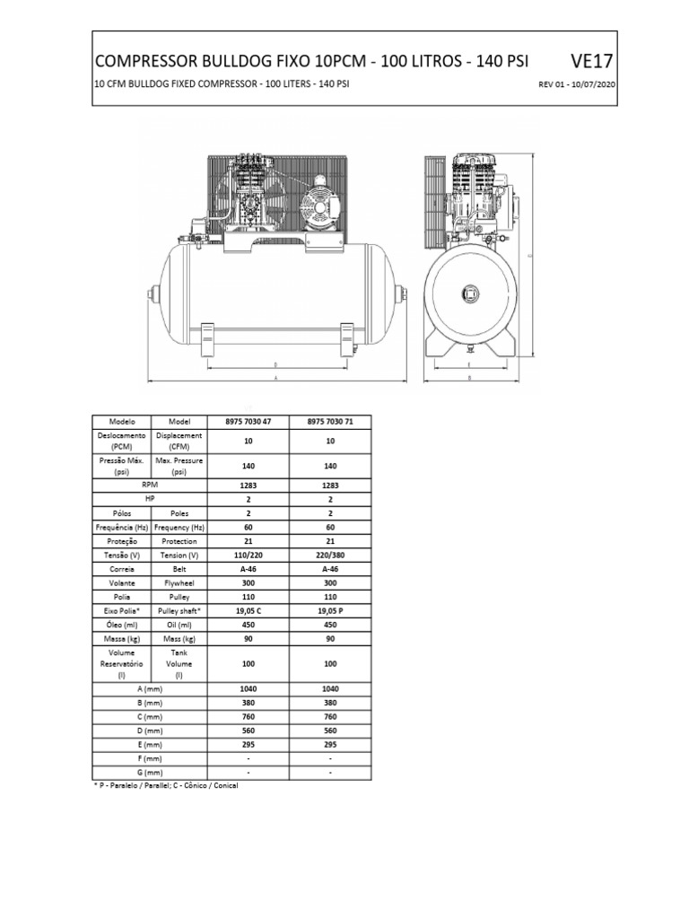 FC Ve01 Compressor Bulldog Fixo 10PCM 100 Litros 140 Psi01 1689100251146269 | PDF