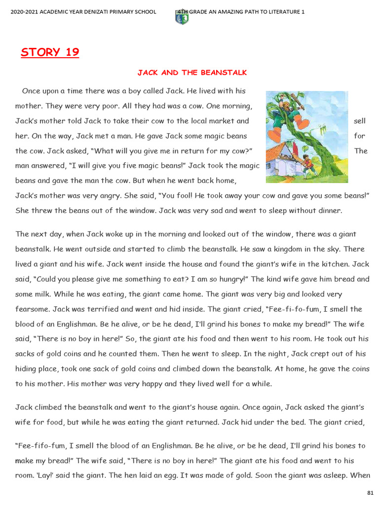 Jack and The Beanstalk | PDF | Jack And The Beanstalk