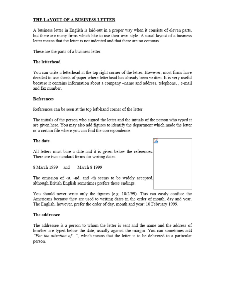 The Layout of A Business Letter | PDF | Madam | Written Communication