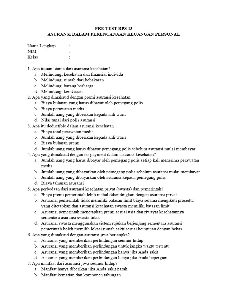 Pre Test Rps 13 Kel 1 | PDF