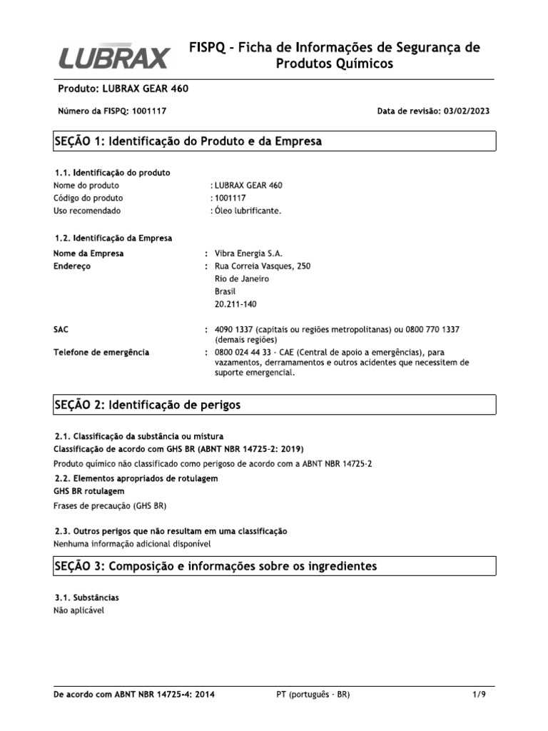 Oleo Lubrificante Lubrax Gear 460 | PDF