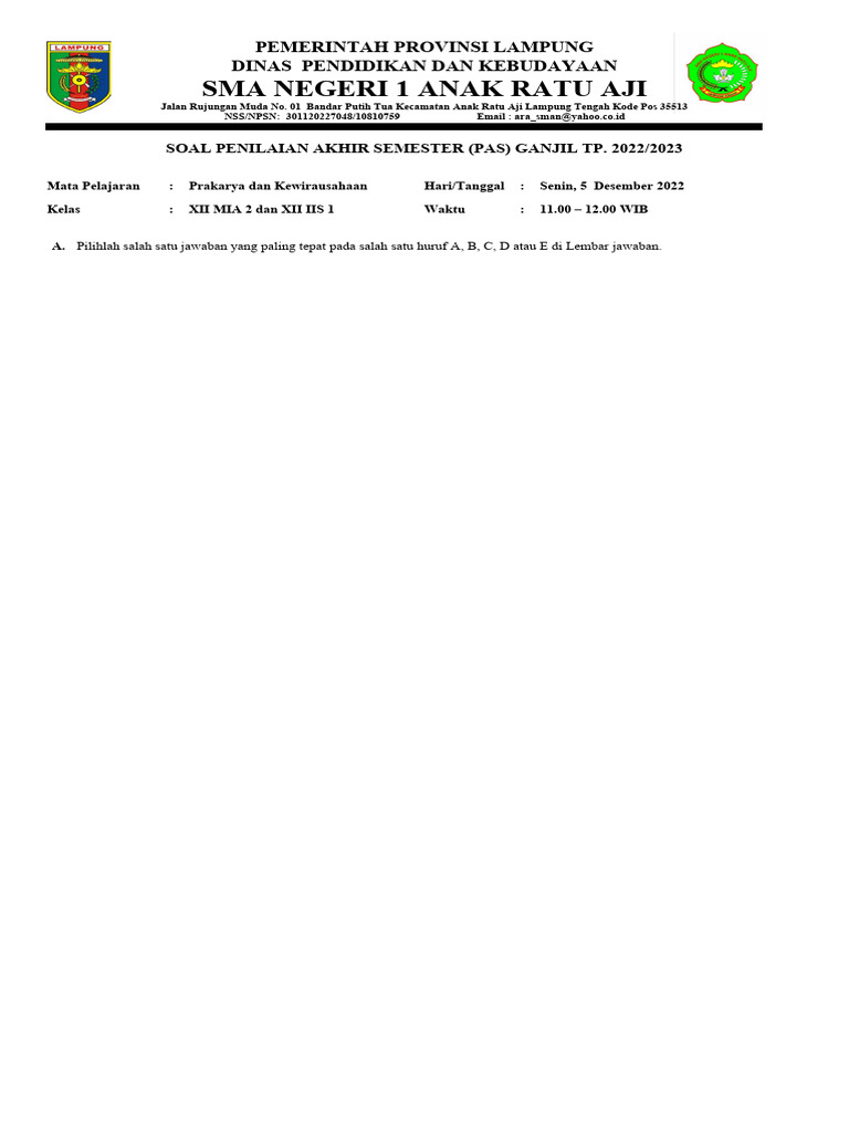 PKWU Kelas XII MIA 2 DAN XII IIS 1 | PDF