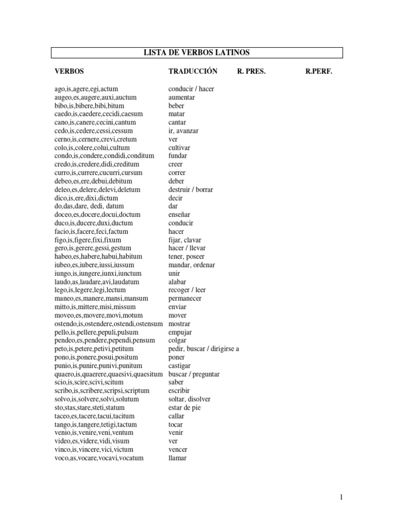 Lista de Verbos Latinos | PDF
