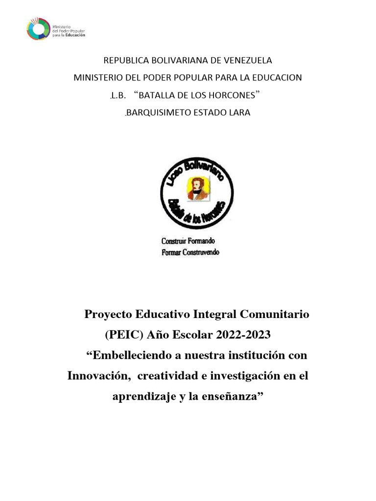 PEIC Ejemplo | PDF | Enseñando | Aprendizaje