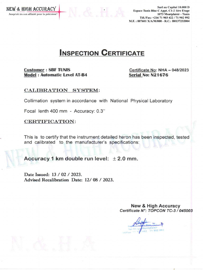 Automatic Level AT-B4 | PDF