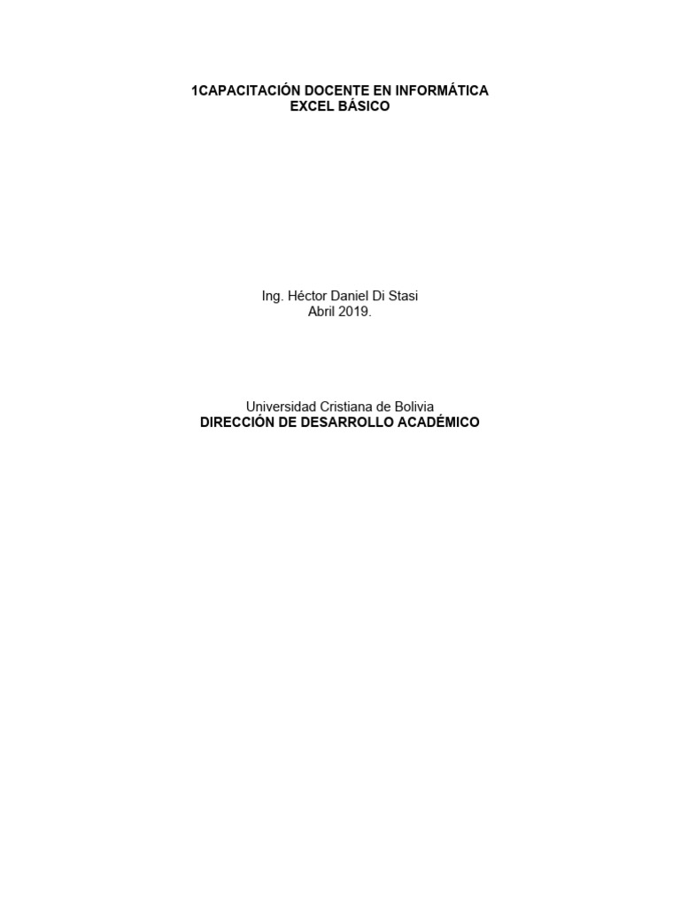 Proyecto De Capacitación Excel Básico Pdf Enseñando Aprendizaje