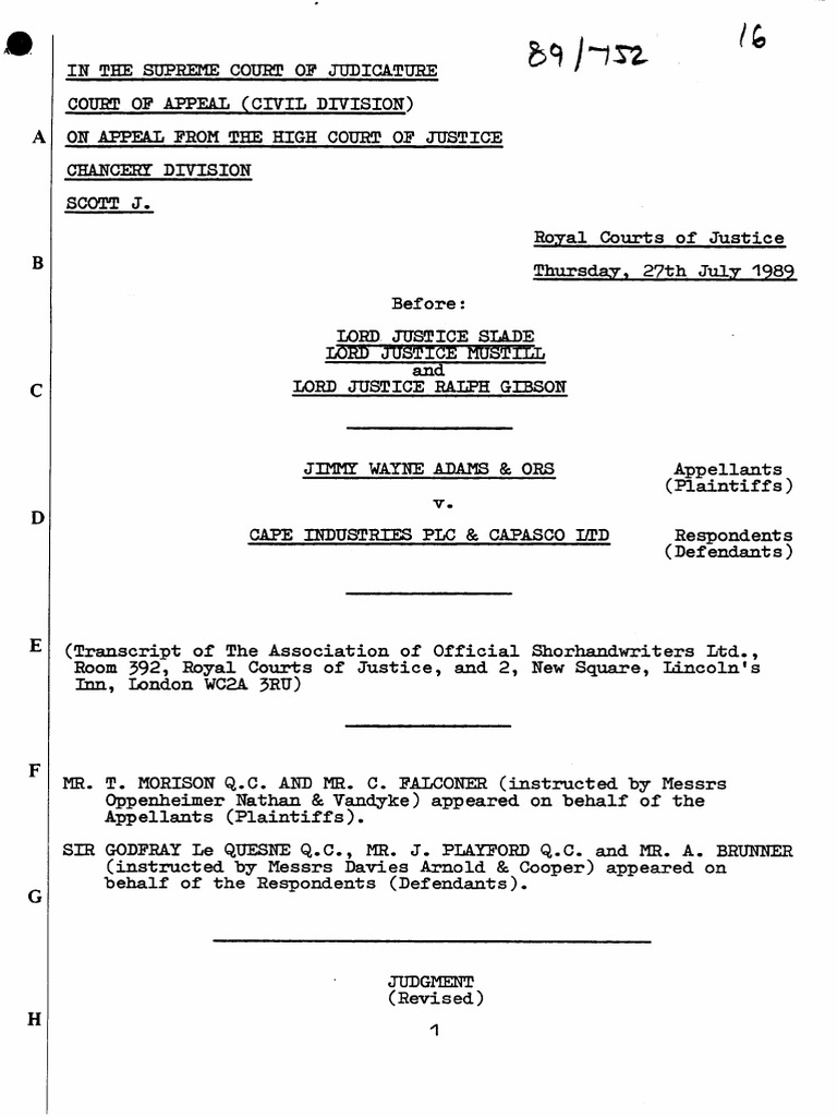 Adams V Cape Industries PLC c4ytmYGdmZWca | PDF