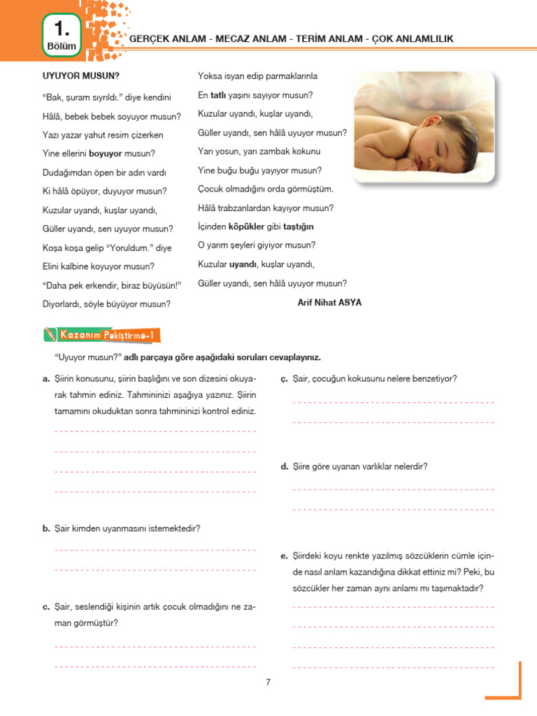 Sinif Sozcukte Anlam Konu Anlatim Etkinlik Ve Test | PDF