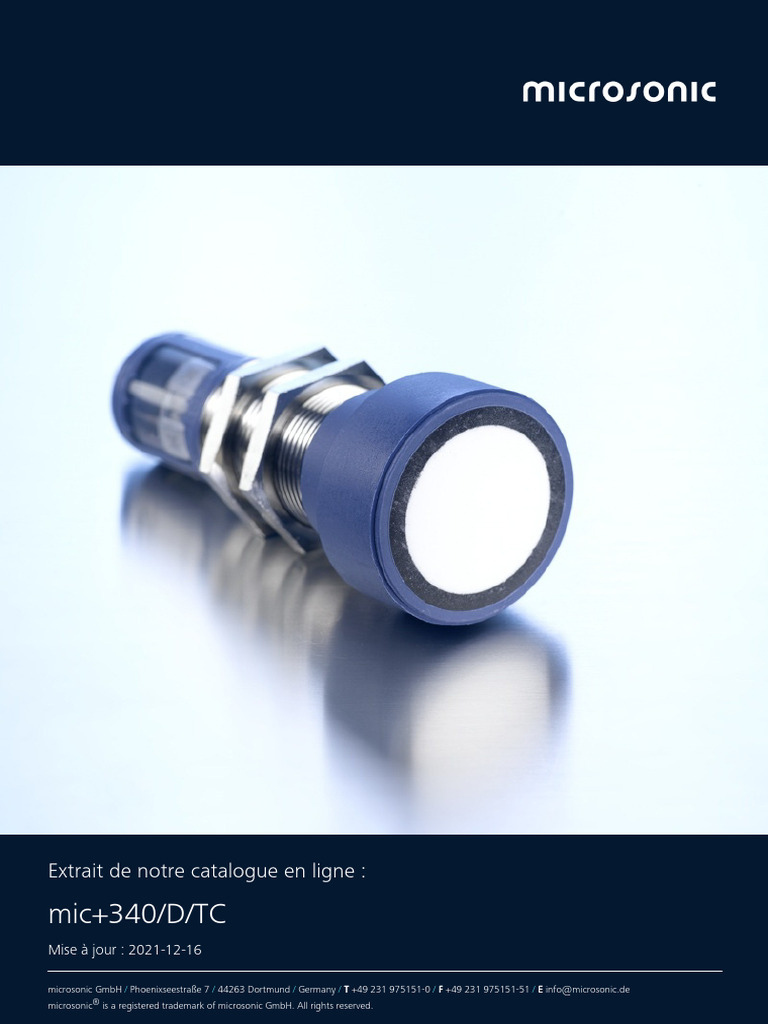 Microsonic Mic+340 D TC | PDF