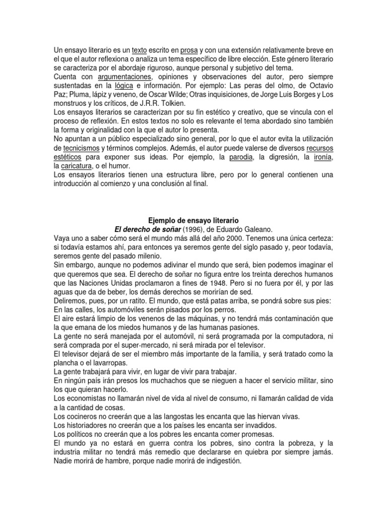 Ejemplo de Ensayo Literario | PDF | Ensayos Ejemplo de Ensayo Literario | PDF | Ensayos