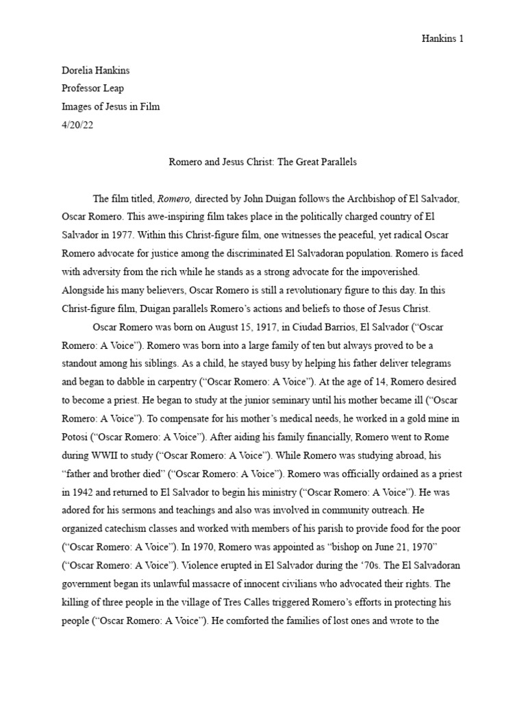 Oscar Romero: A Christ-Figure in Film | PDF