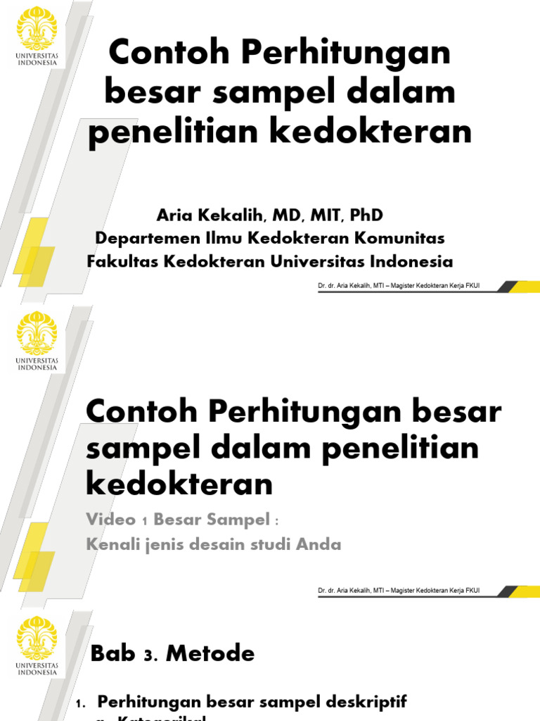 04 Kompilasi Perhitungan Besar Sampel Untuk Penelitian Kedokteran 2022 | PDF