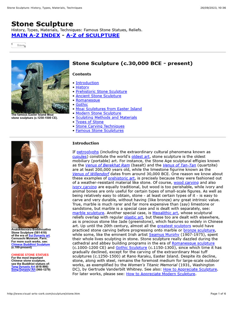 Stone Sculpture: History, Types, Materials, Techniques | PDF ...
