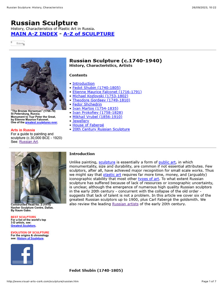 Russian Sculpture: History, Characteristics | PDF