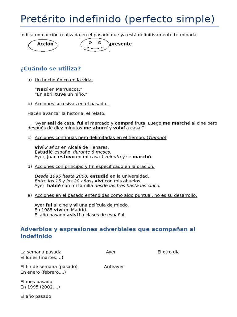 Pretérito-Indefinido ELE A1 | PDF