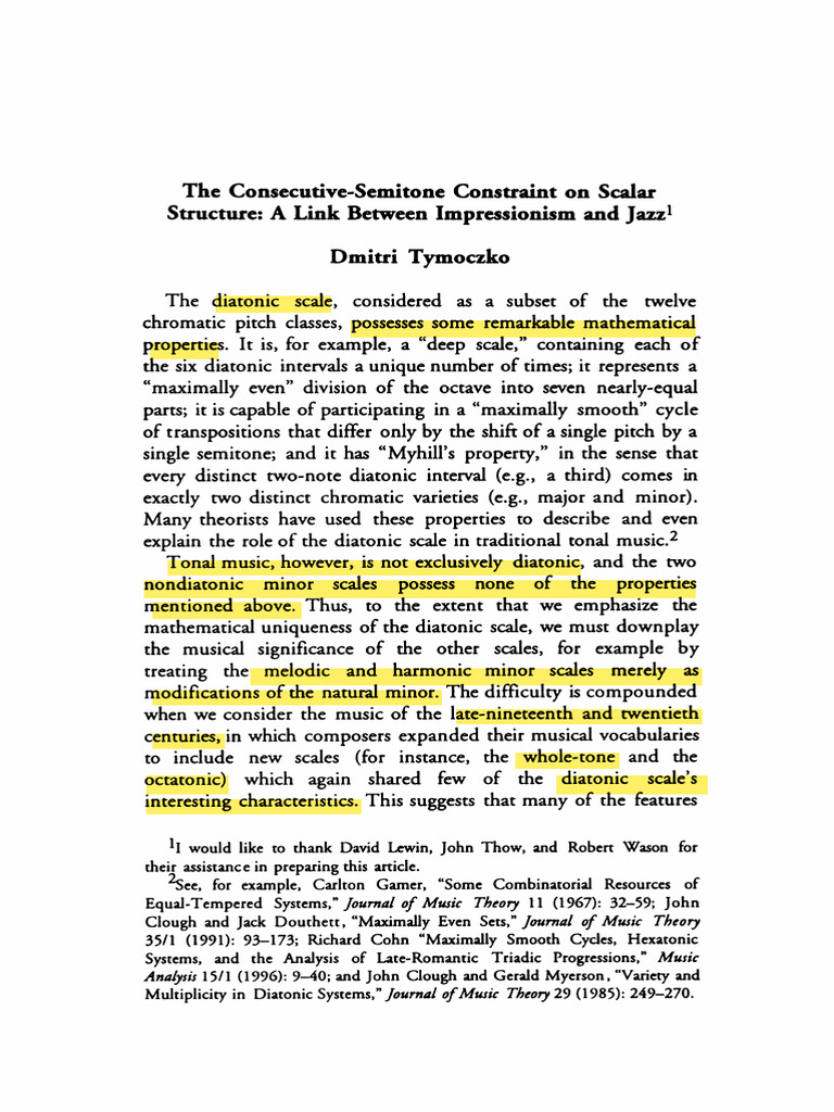 Impressionism and Jazz - 1997 - Tymoczko | PDF | Scale (Music) | Minor ...