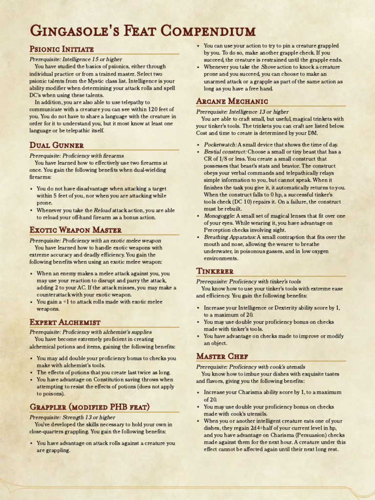 Feat Compendium | PDF