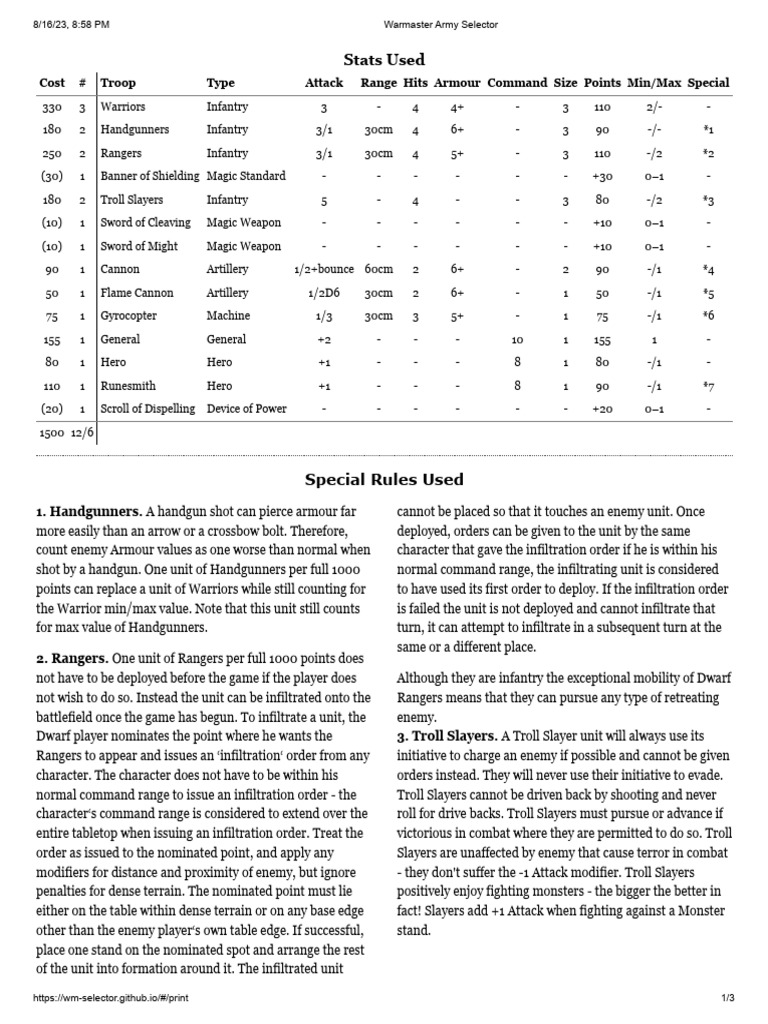 Warmaster Army Selector | PDF | Cannon | Infantry