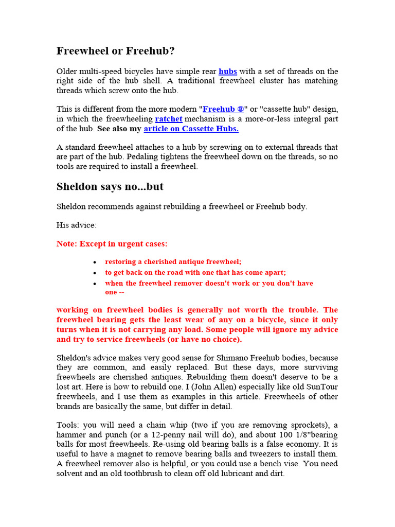 Freewheel or Freehub | PDF