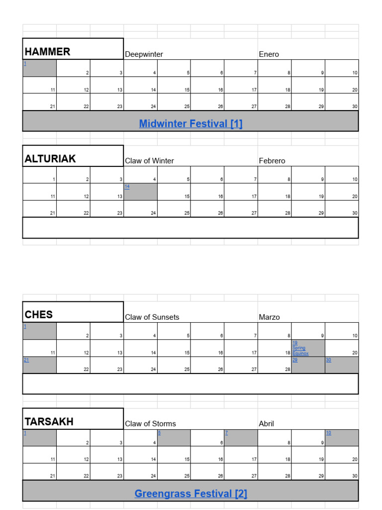 Waterdeep Festival Calendar Guide | PDF