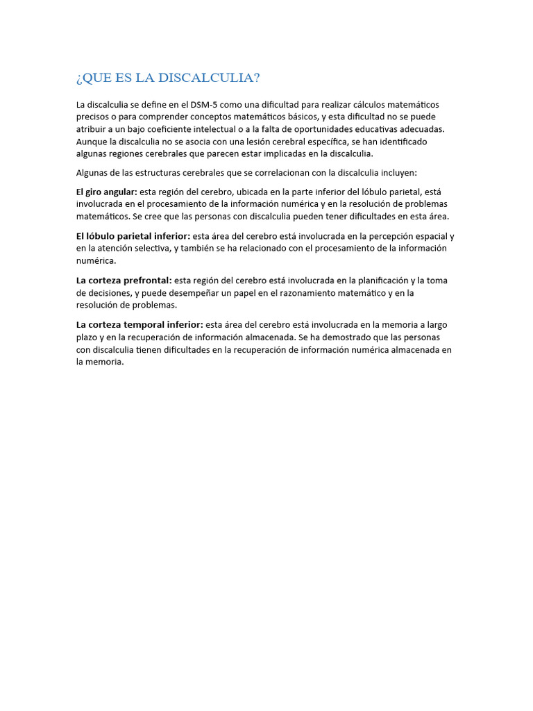 Que Es La Discalculia | PDF | Relaciones personales, crianza y ...