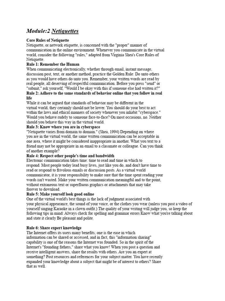 Lesson 3 Nitequette (Summarize From Module) | PDF