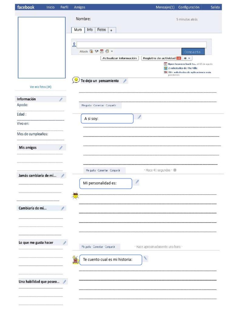Actividad Plantilla Facebook | PDF