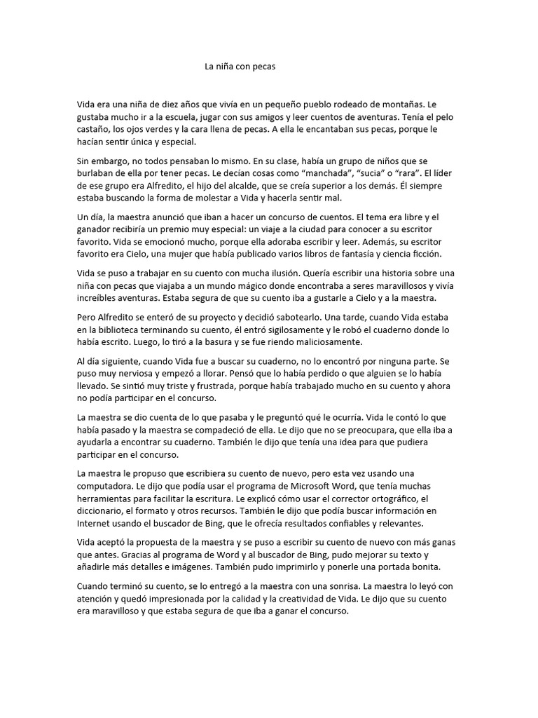 Cuento La Niña de Las Pecas | PDF