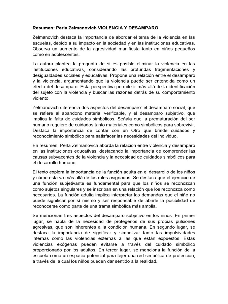 Violencia y Desamparo en Educación | PDF | Violencia | Subjetividad