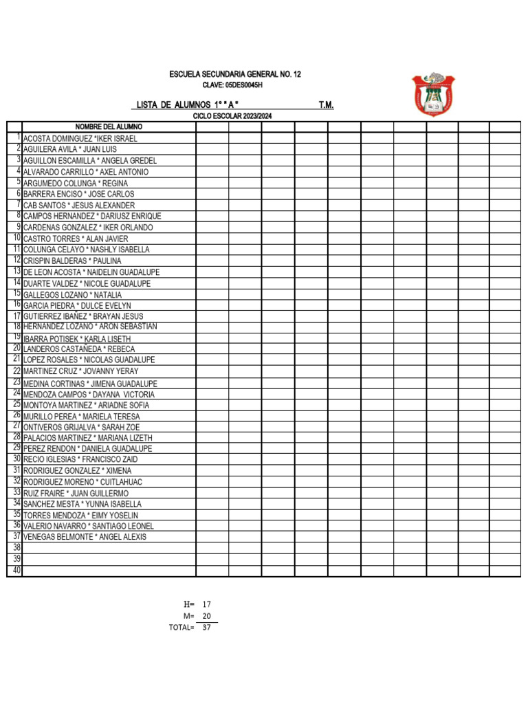 Listas 1° Oficiales | PDF
