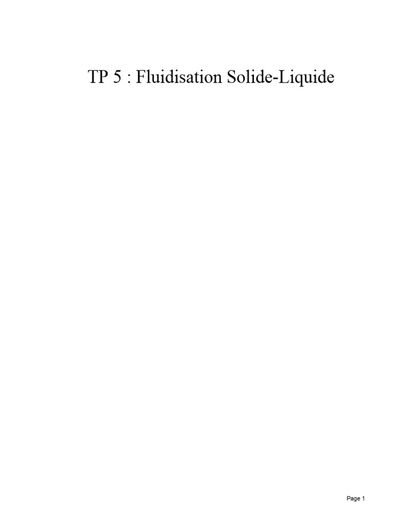 Fluidisation Solide-Liquide : Guide Complet | PDF