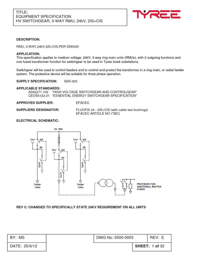 Tyree TX 11kV Switchgear Datasheet | PDF