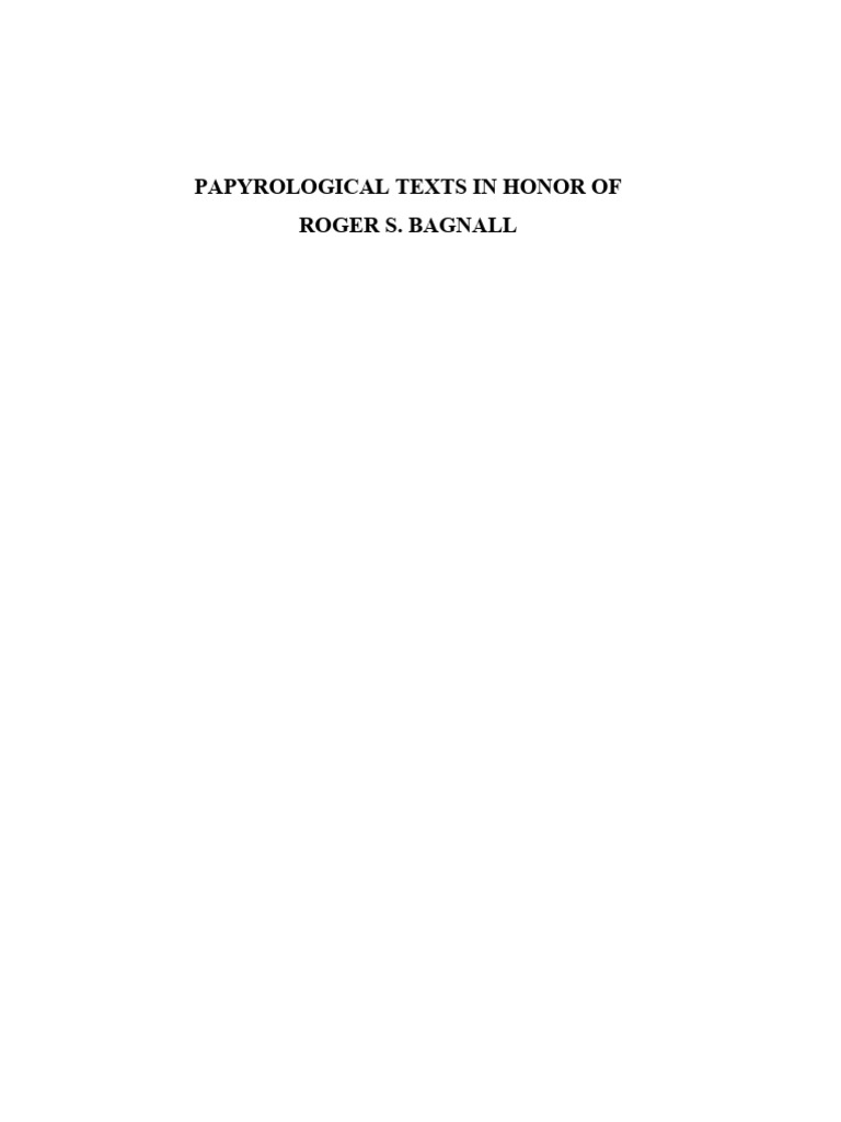 Papyrological Texts Honoring Bagnall | PDF | Social Science
