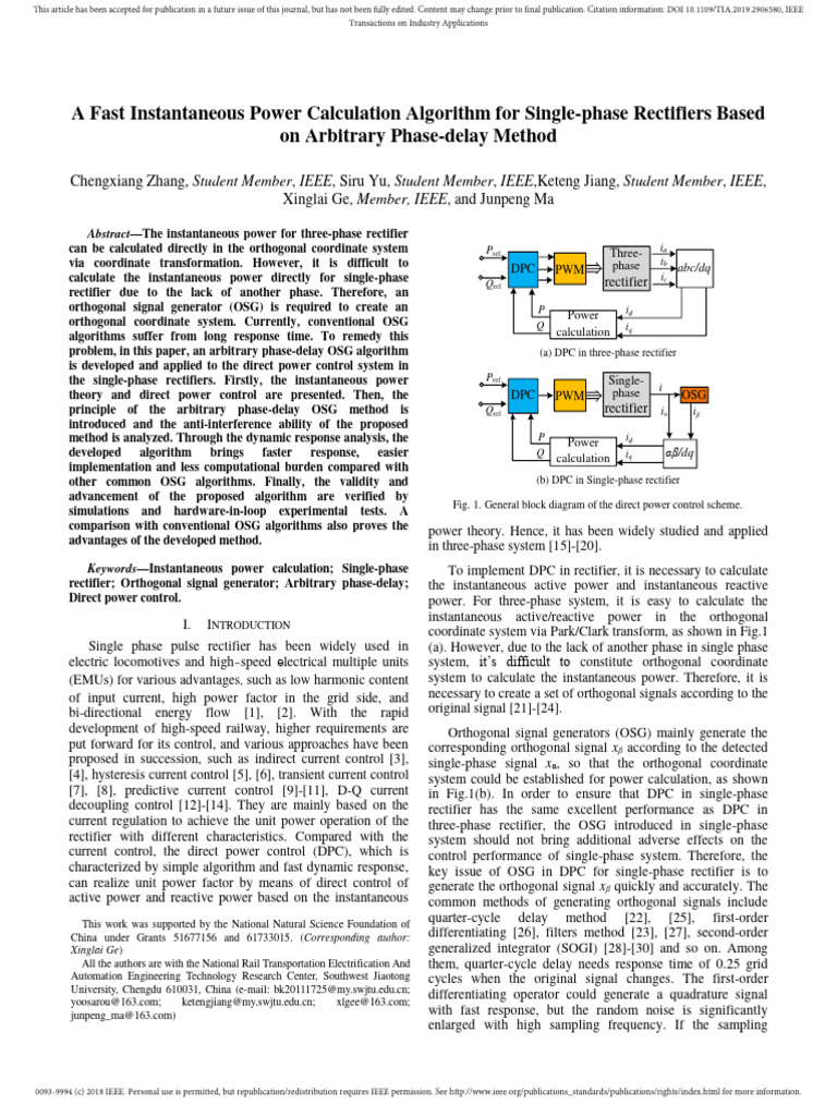 IEEE - Fast Instantaneous Power Calculation Based On Arbitrary Phase ...