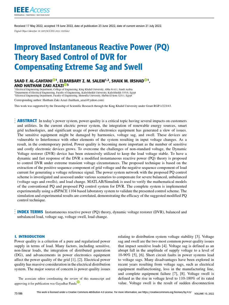 IEEE - Improved Instantaneous Reactive Power (PQ) Theory Based Control | PDF