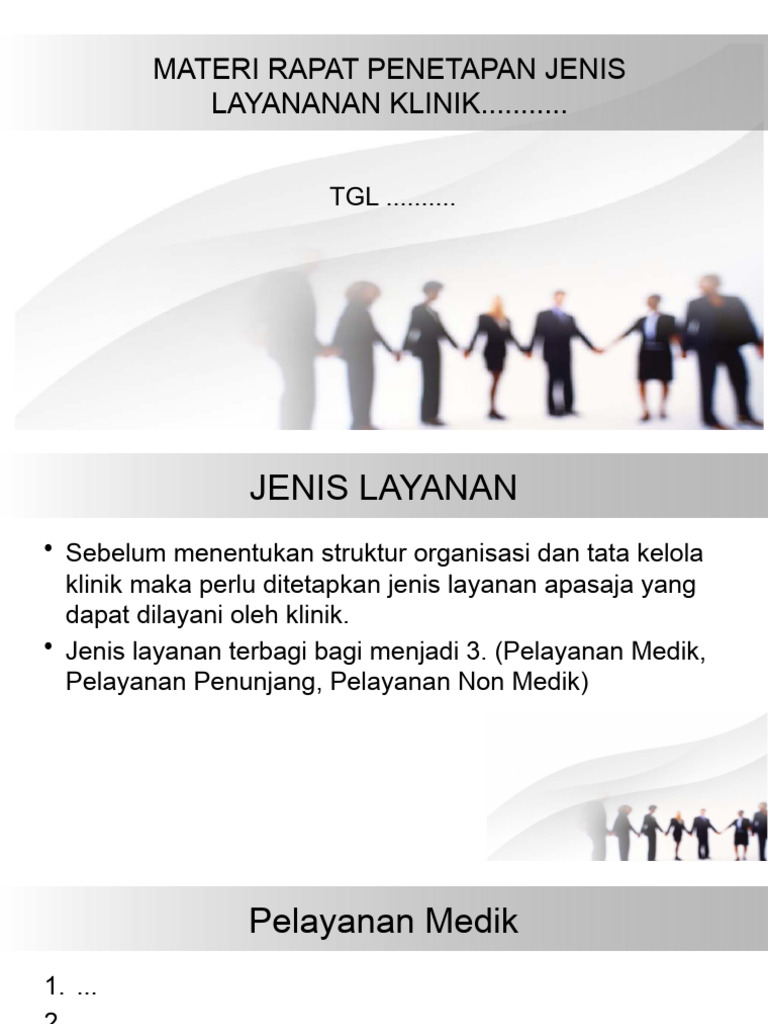 Materi Rapat Penetapan Jenis Pelayanan Klinik | PDF | Pengembangan Diri