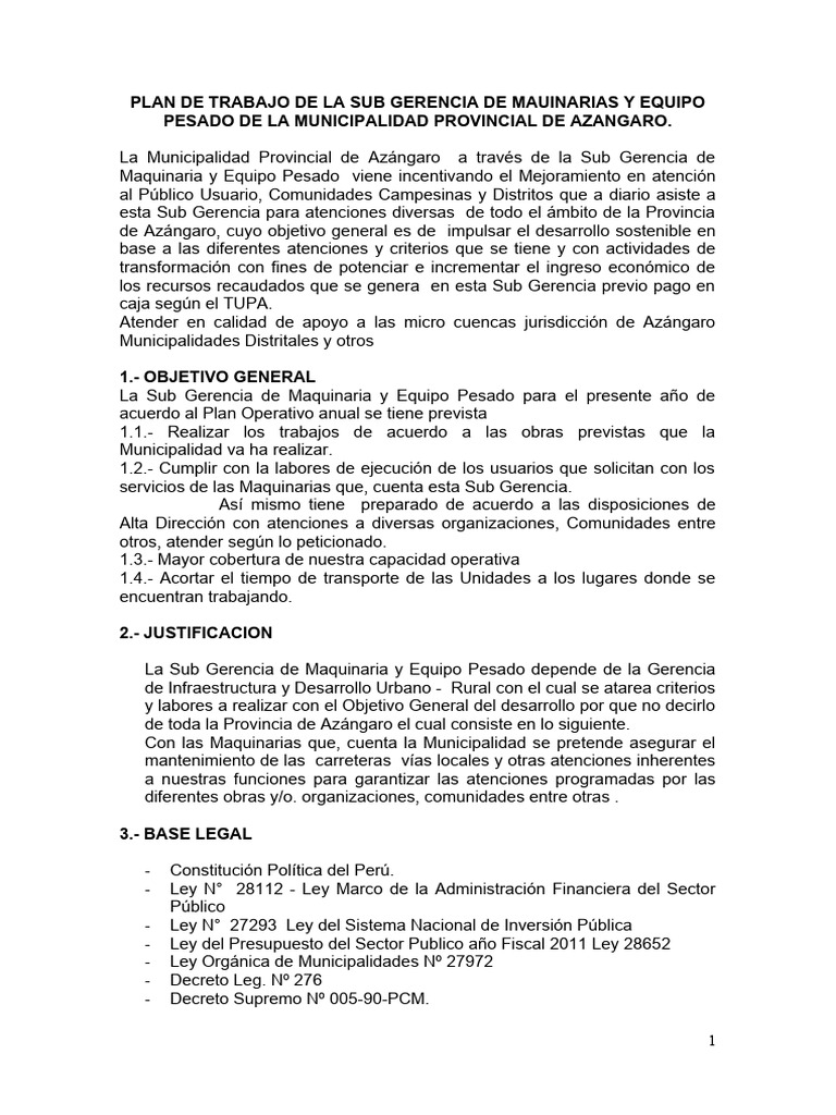 PLAN DE TRABAJO Fely 2015.1 | PDF