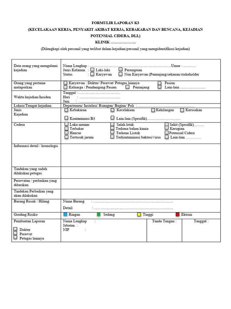 Format Laporan Insiden K3 | PDF