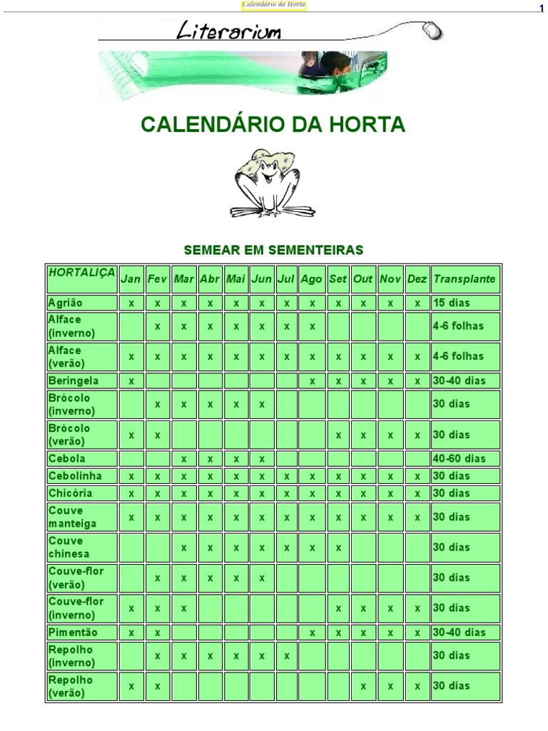 Calendário Da Horta | PDF