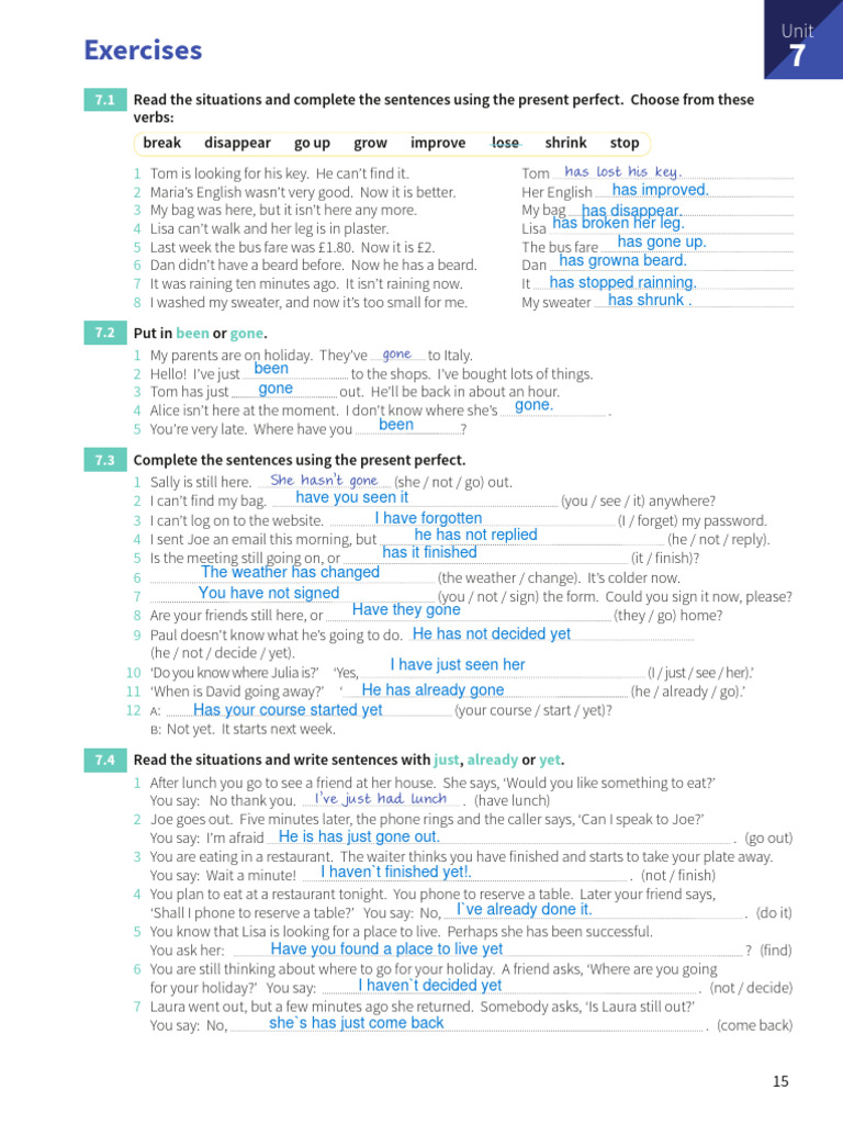 Worksheet - Present Perfect - VI Cycle Completado | PDF