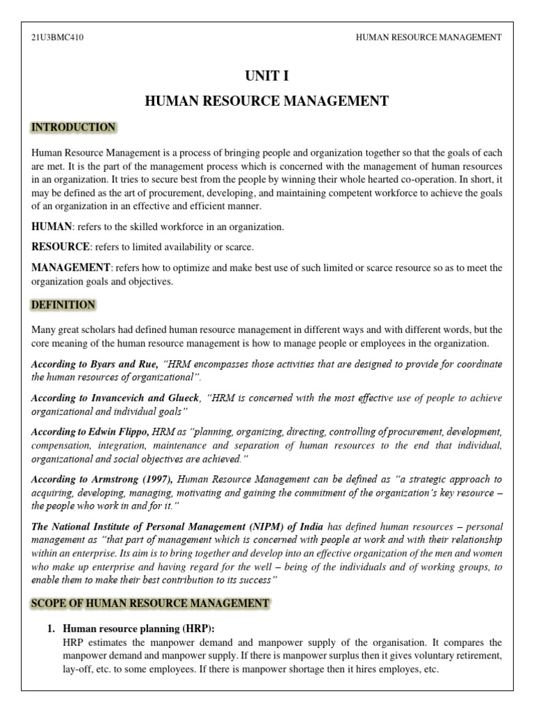 HRM All Units Notes | PDF HRM All Units Notes | PDF